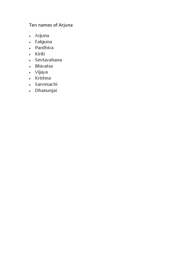 Ten Names of Arjuna | PDF