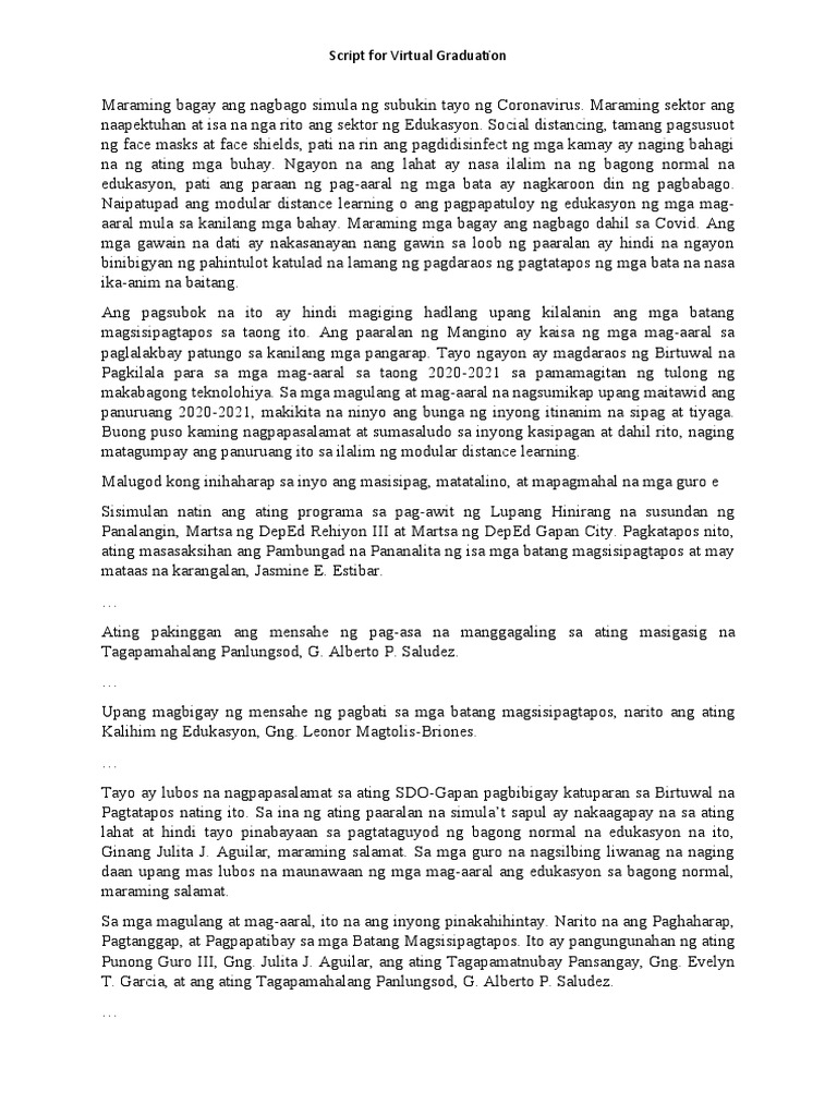 Script For Graduation Pdf