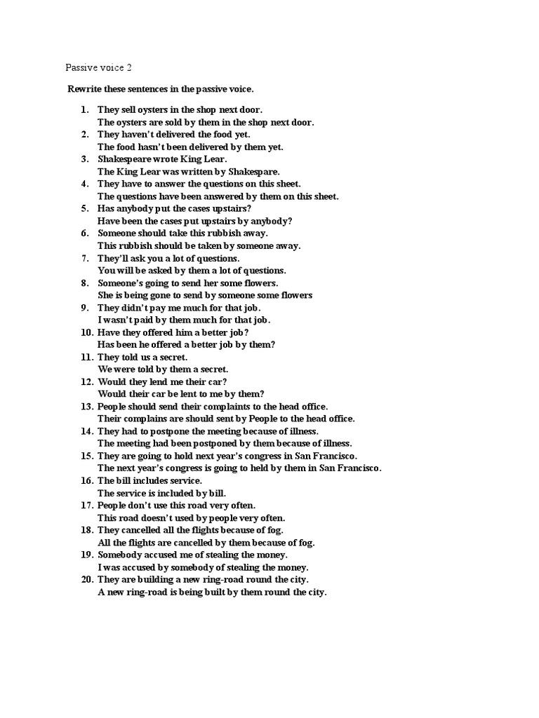 Passive Voice 2 | PDF