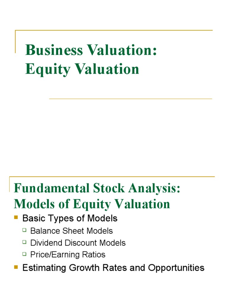 Equity Valuation Models Explained | PDF | Equity (Finance) | Valuation ...