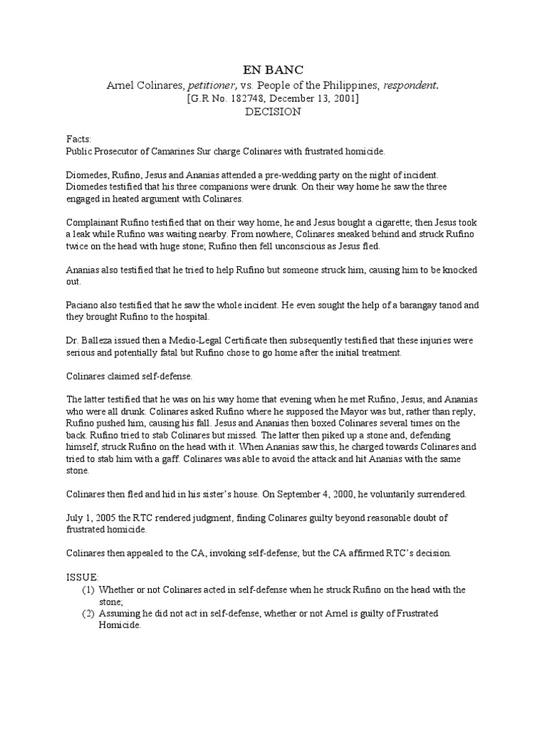 Colinares v. People: Attempted Homicide Ruling | PDF | Burden Of Proof ...