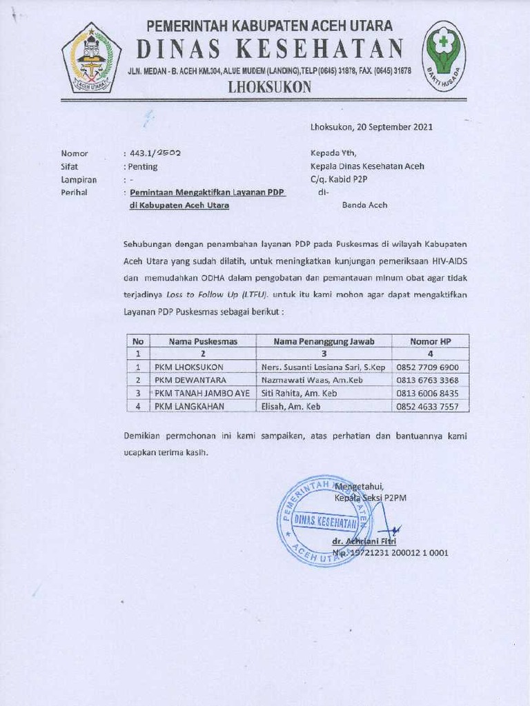 Pengaktifan Layanan PDP Aceh Utara | PDF