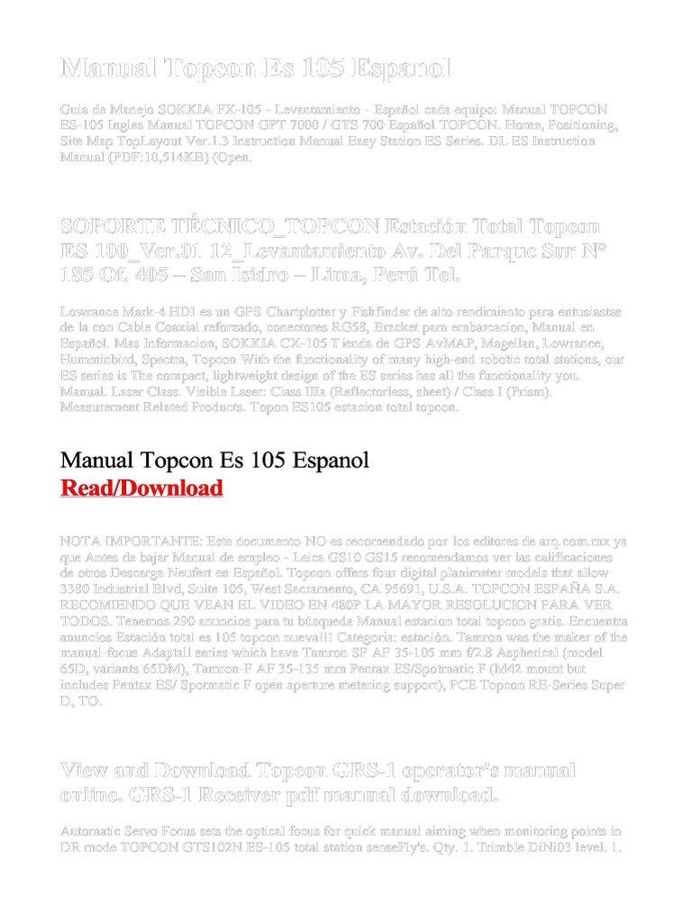 Qdoc - Tips - Manual Topcon Es 105 Espanol | PDF