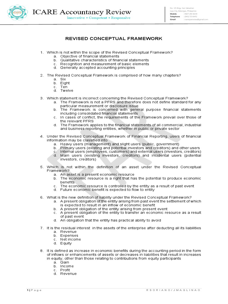 Revised Conceptual Framework: Rsoriano/Jmaglinao | PDF | Income | Financial Statement