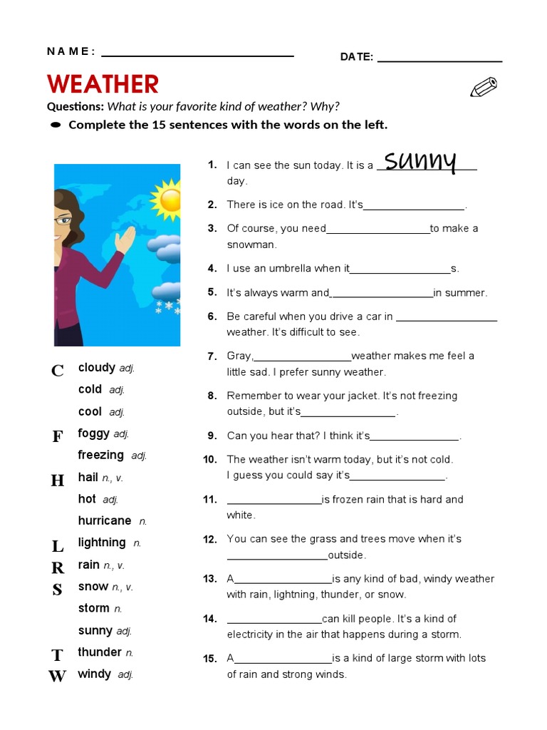 Weather: Questions: What Is Your Favorite Kind of Weather? Why? | PDF ...