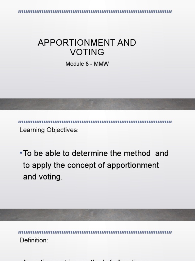 Apportionment and Voting | PDF | Voting | Apportionment (Politics)