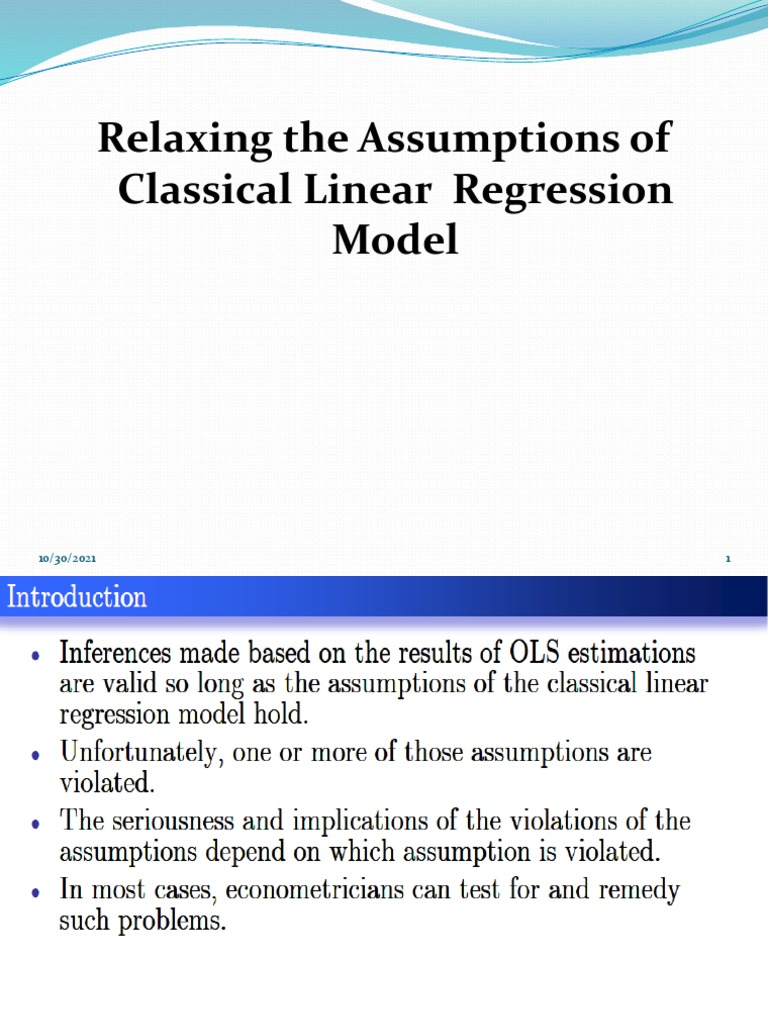 RELAXING ASSUMPTIONS OF CLRMs | PDF | Multicollinearity | Heteroscedasticity