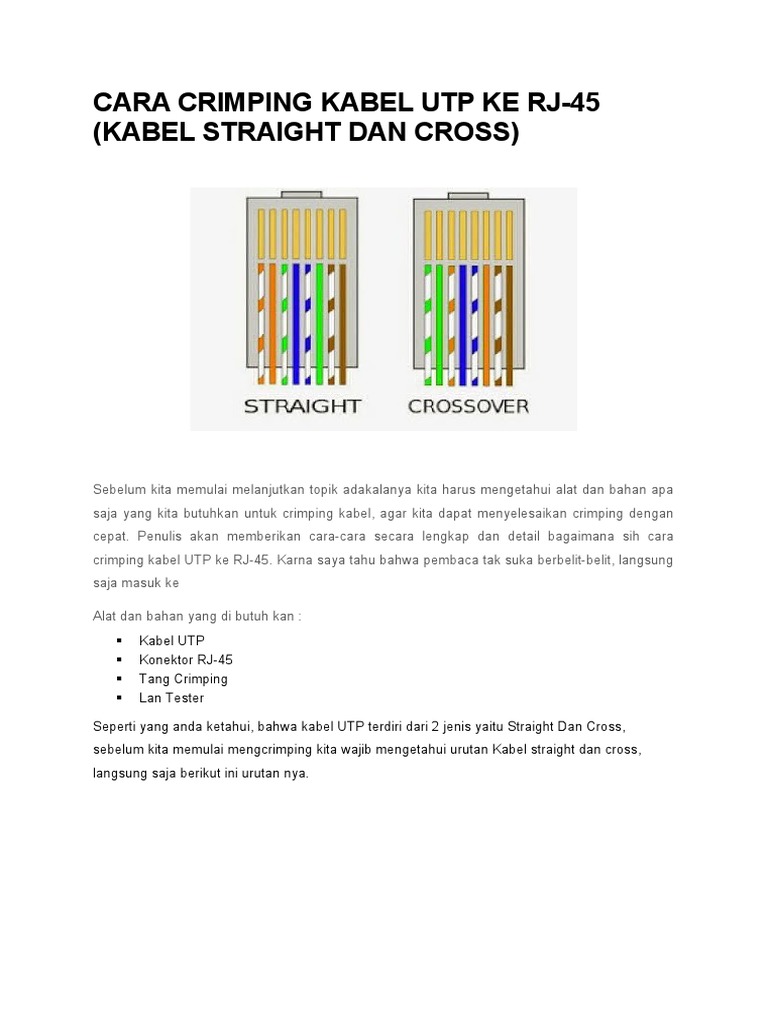 Cara Crimping Kabel Utp Ke RJ | PDF