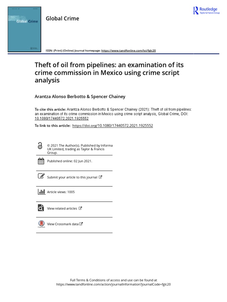 Theft of Oil From Pipelines An Examination of Its Crime Commission in Mexico Using Crime Script ...