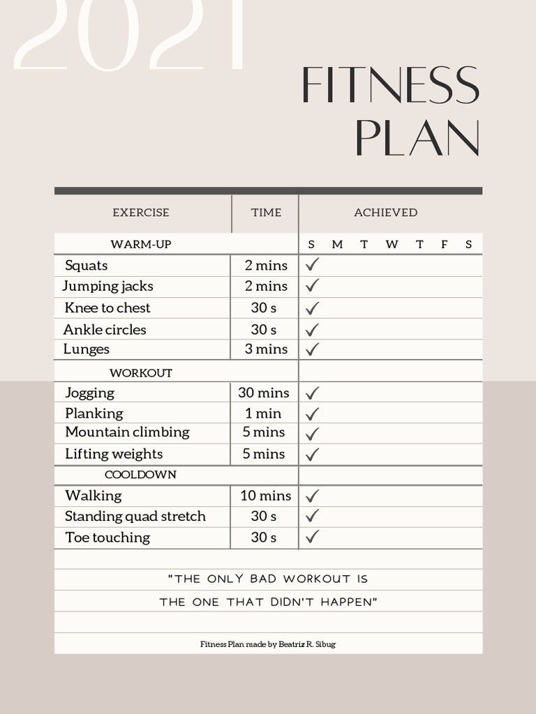 Fitness Plan Sample | PDF