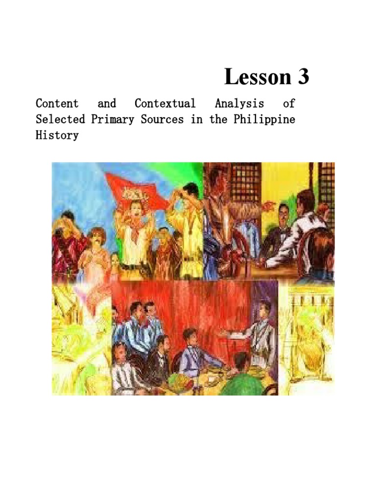 Lesson 3: Content and Contextual Analysis of Selected Primary Sources ...