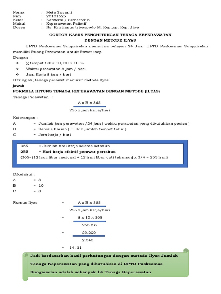 Meta Susanti - Perhitungan Tenaga Keperawatan (Metode Ilyas) | PDF