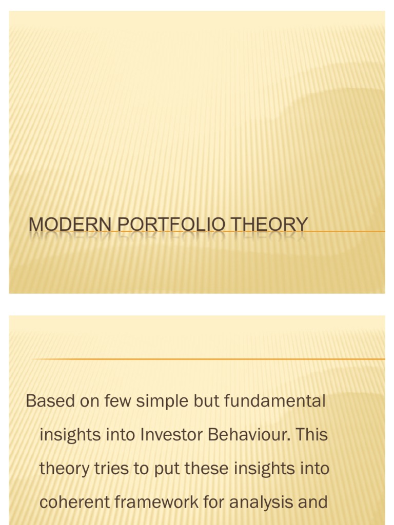 Modern Portfolio Theory | PDF | Modern Portfolio Theory | Microeconomics