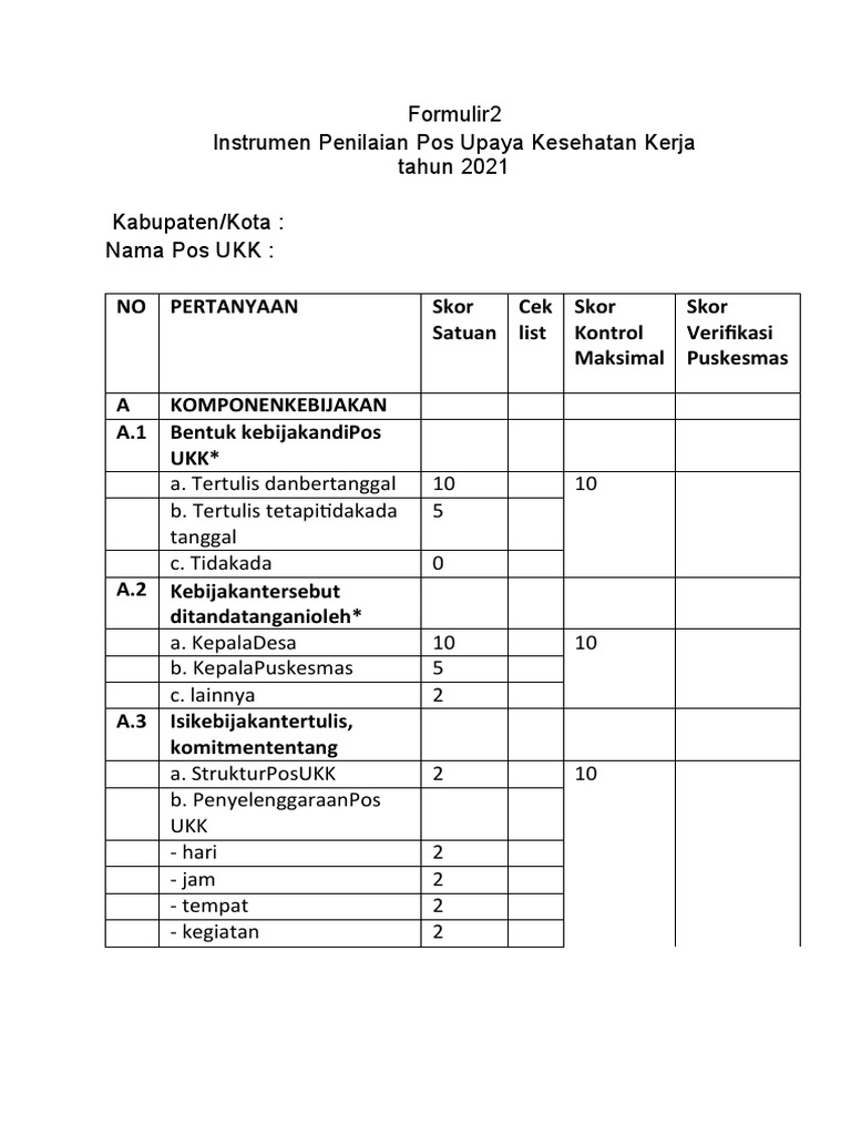 Instrumen Penilian Pos UKK | PDF