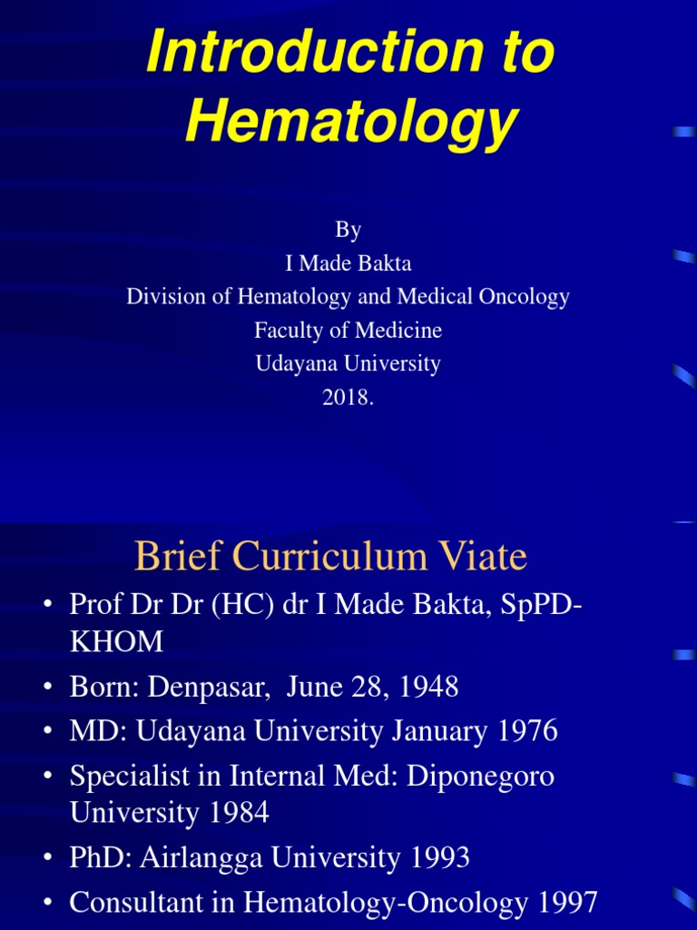 Overview of Hematology and Blood Disorders | PDF | Haematopoiesis | Anemia