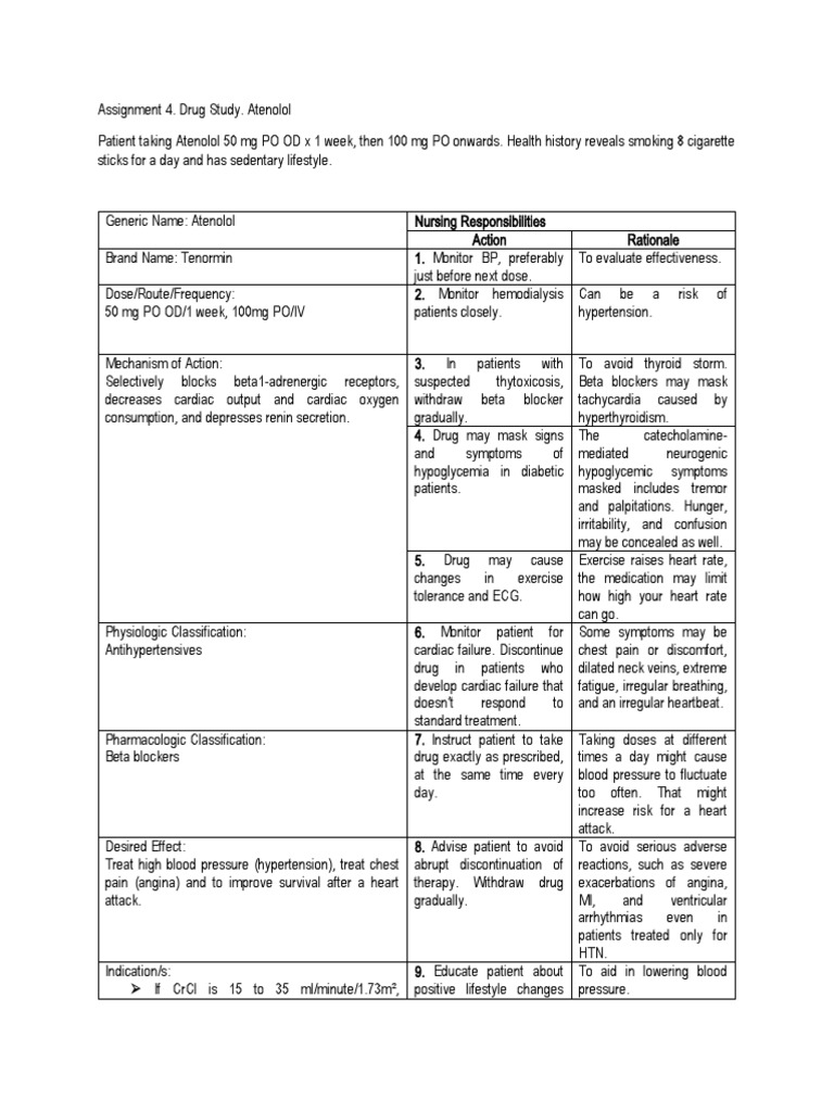 Drug Study Layout | PDF | Heart | Clinical Medicine