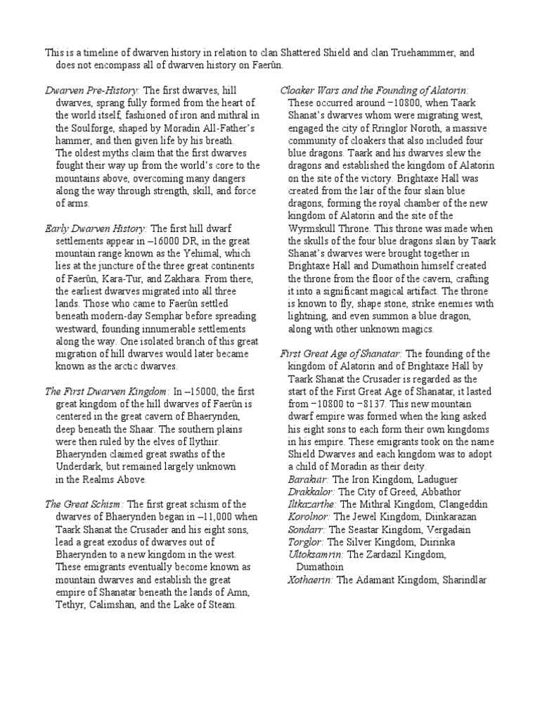History of The Shield Dwarves and Dellhalls | PDF | Dwarf (Dungeons ...