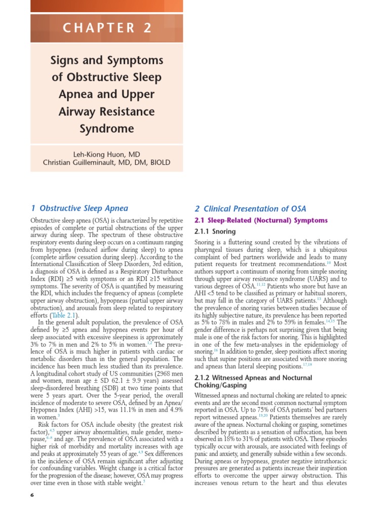 Signs and Symptoms of Obstructive Sleep Apnea and Upper Airway ...