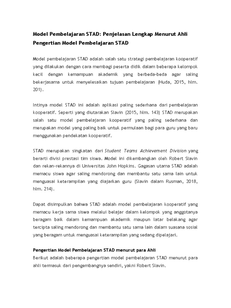 Model Pembelajaran STAD | PDF