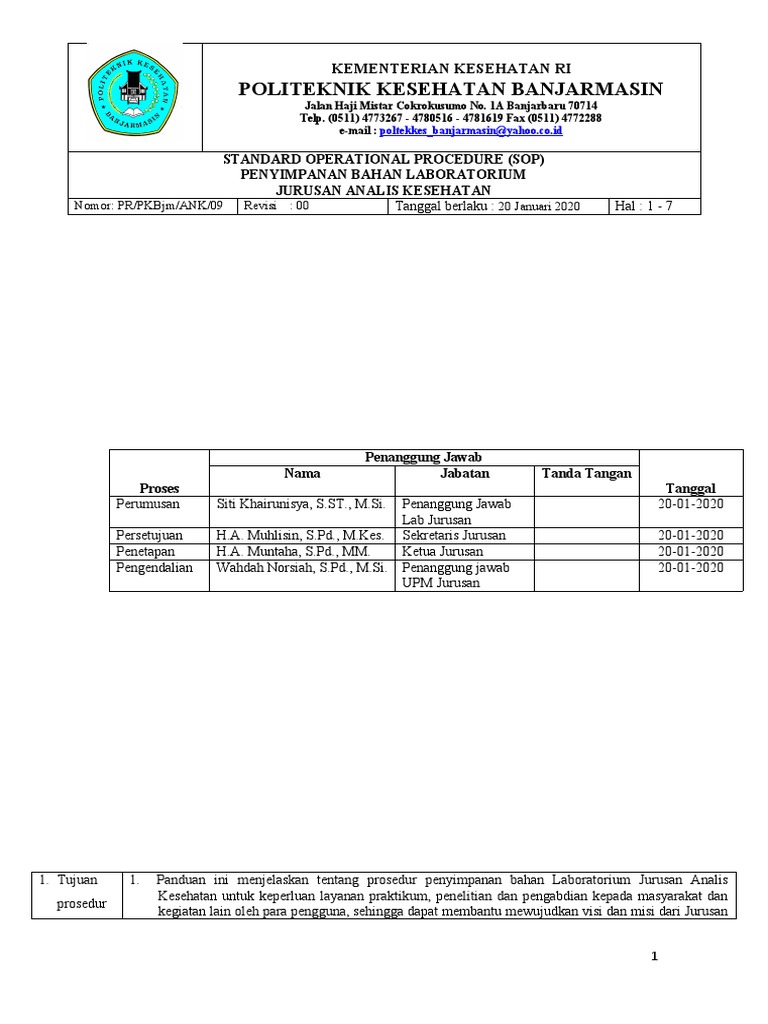 09 - SOP Penyimpanan Bahan LAB 2018 | PDF