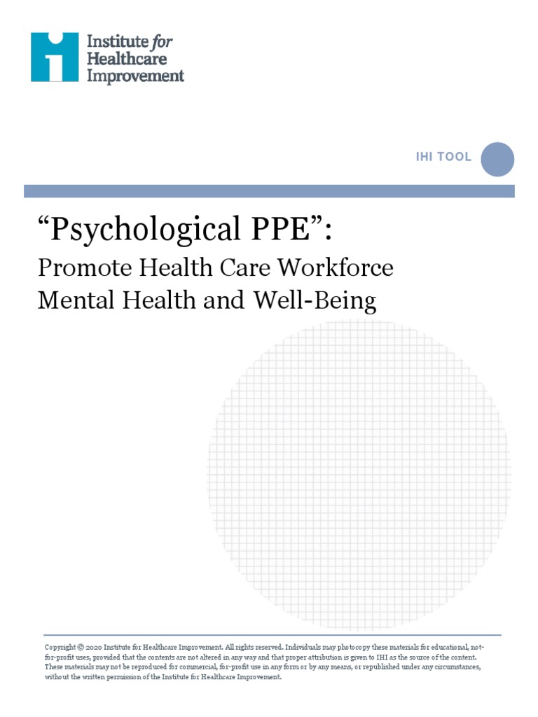 "Psychological PPE":: Promote Health Care Workforce Mental Health and ...