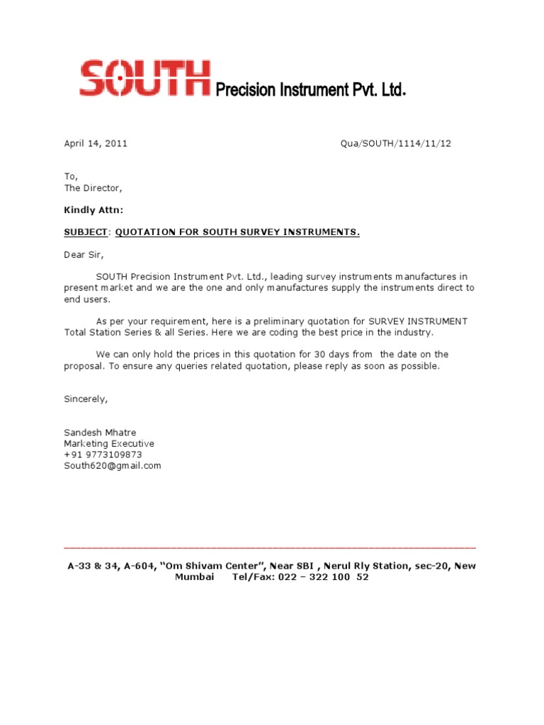 Quotation of Total Station | PDF | Surveying | Global Positioning System