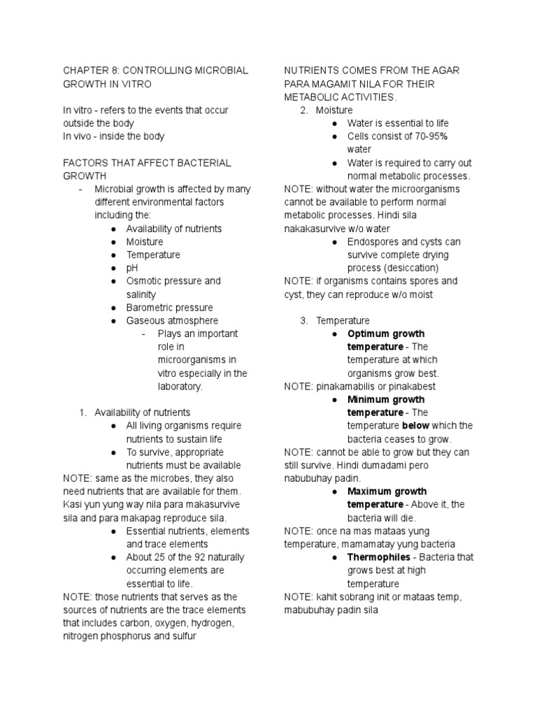 Factors Influencing In Vitro Microbial Growth | PDF | Growth Medium ...