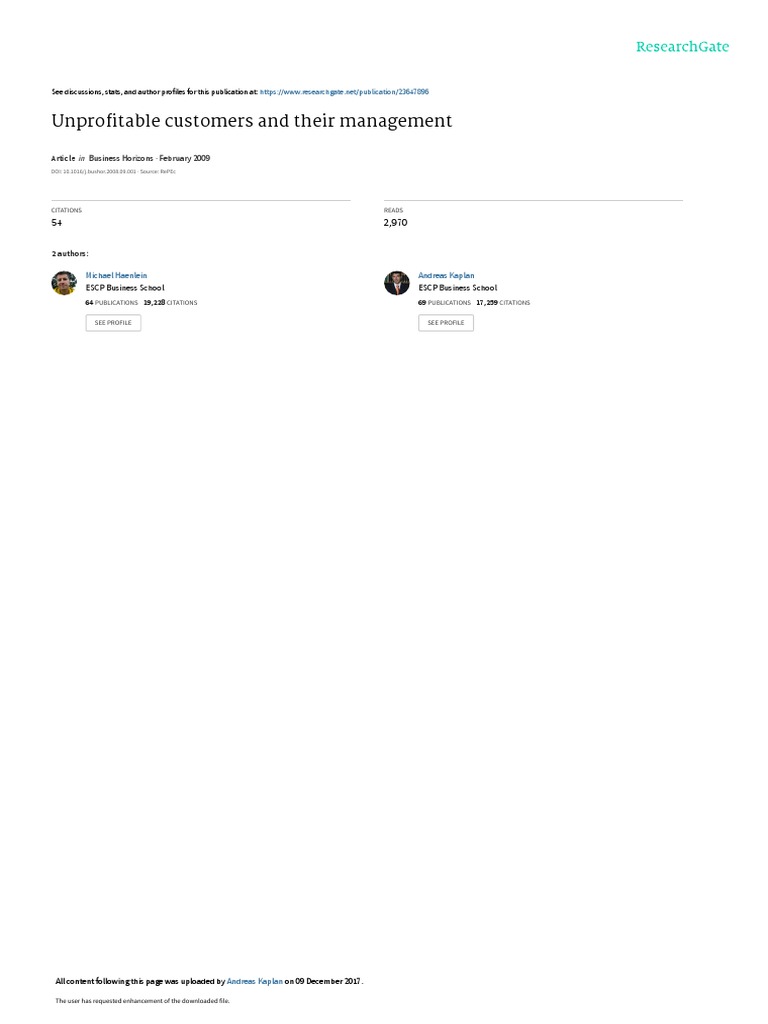 Unprofitable Customers and Their Management | PDF | Customer ...