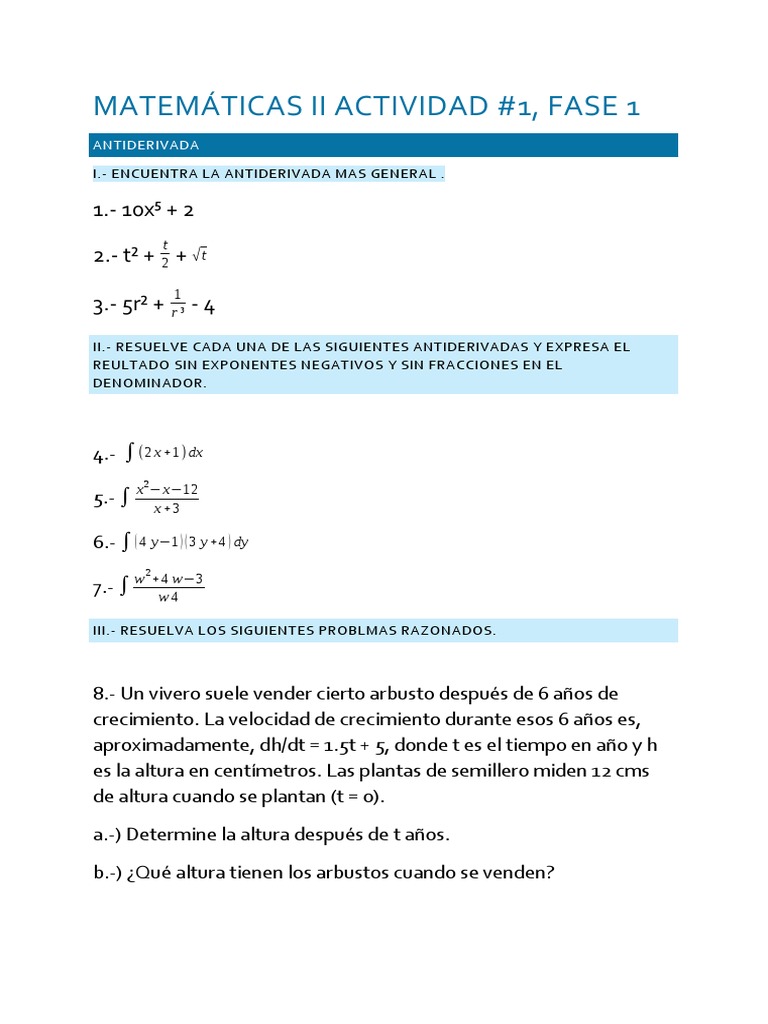 Ejercicios de Mate | PDF