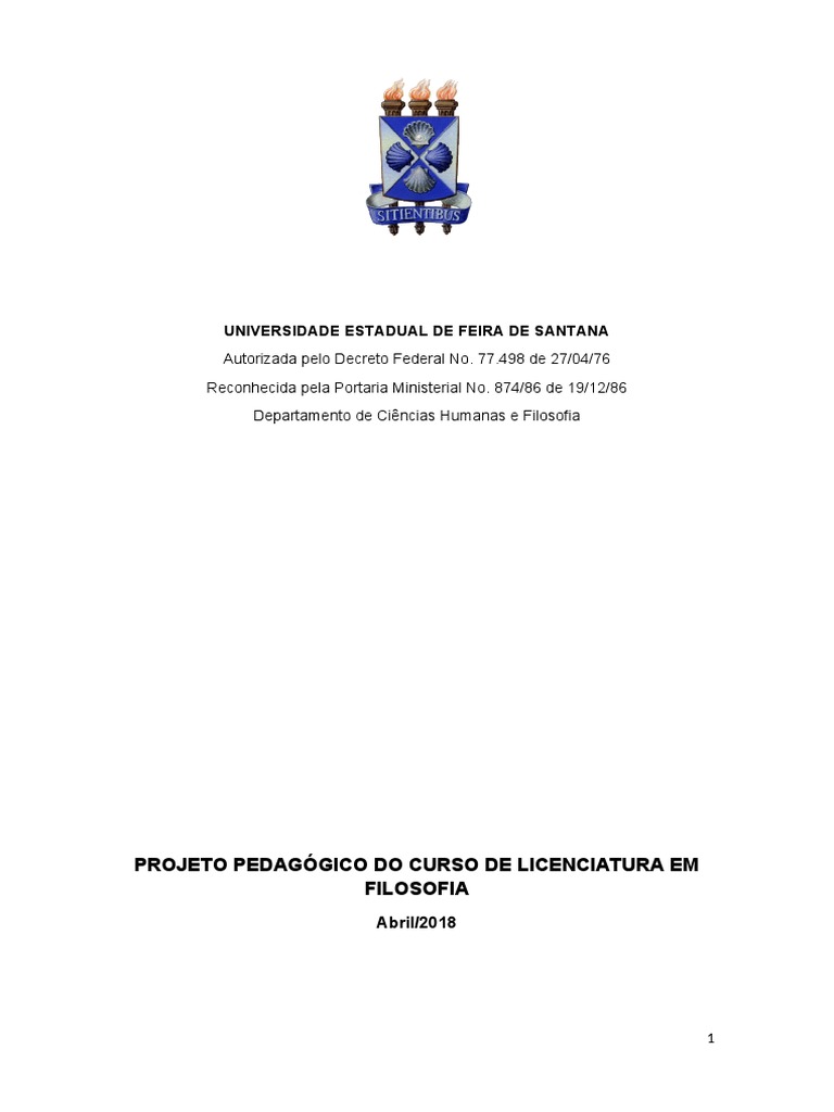 PPP Licenciatura Filosofia UEFS | PDF | Pedagogia | Aprendizado