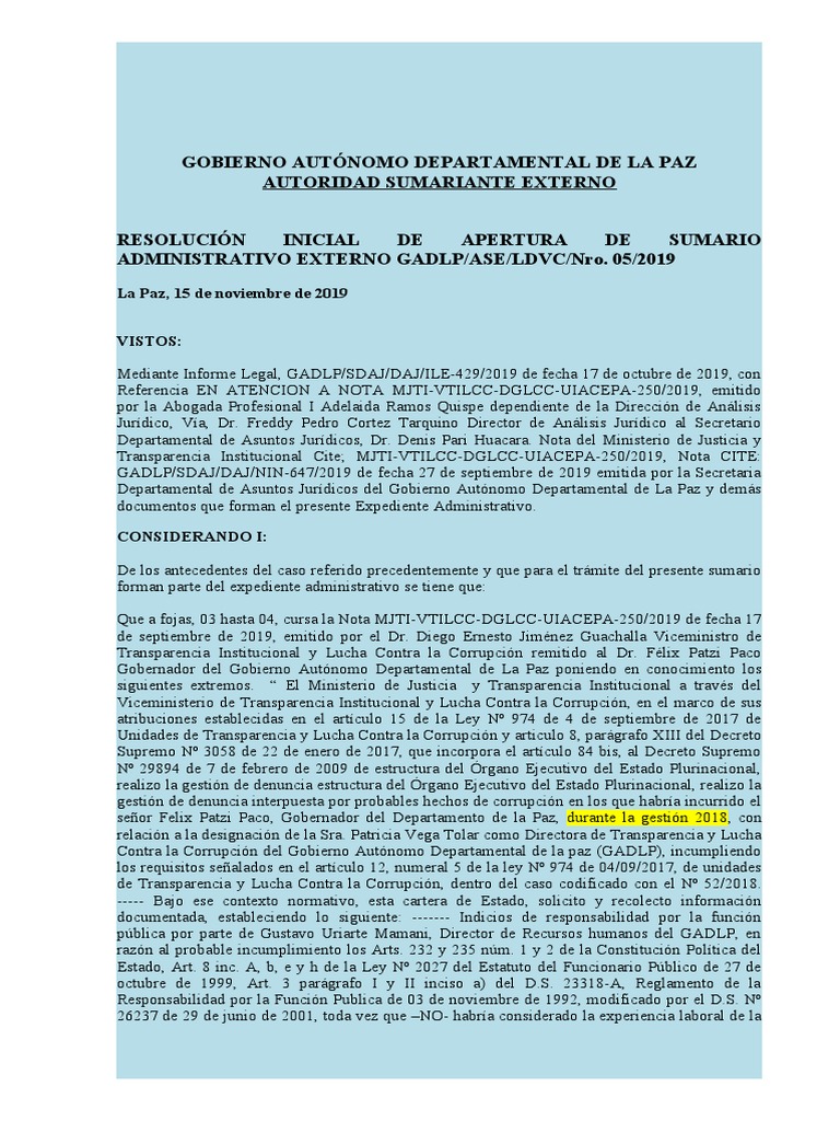 Presunto Incumplimiento A Ley 974 | PDF | Ciencias sociales ...