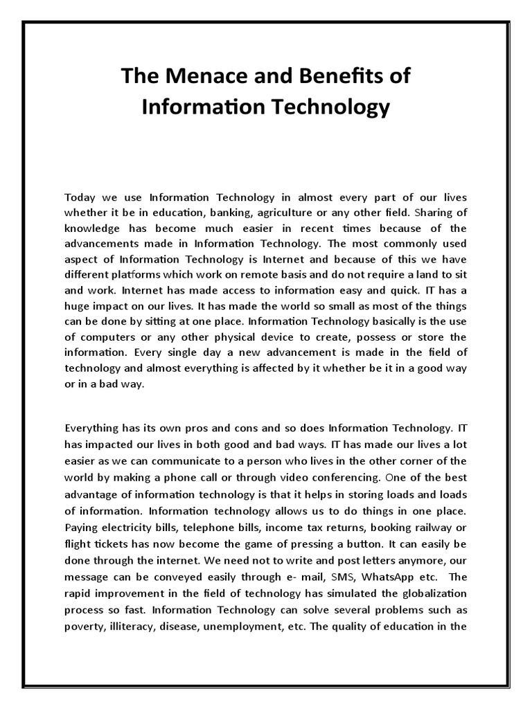 The Pros and Cons of Information Technology: How Advancements Have Both ...