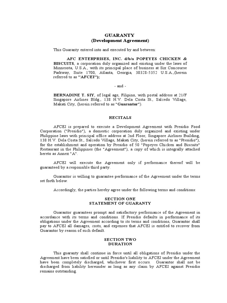 Guaranty AGREEMENT | PDF | Guarantee | Surety