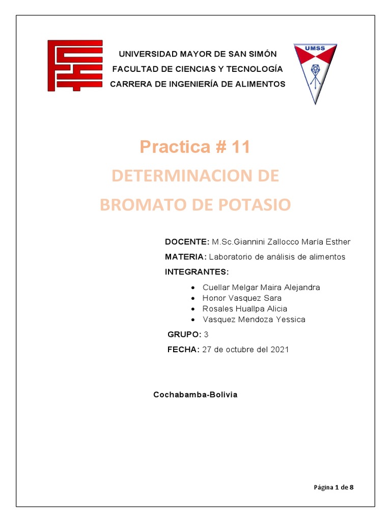 Determinacion de Bromato de Potasio #11 | PDF | Panes | Química