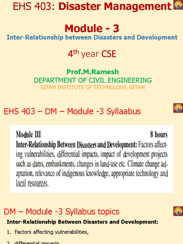 DM - Module - 3 - PPT - Disasters and Development SEP 2021 | PDF ...