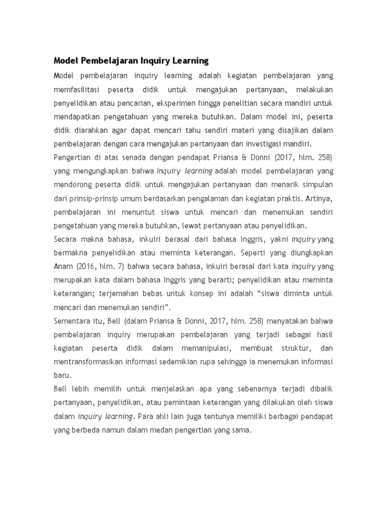 Model Pembelajaran Inquiry Learning | PDF