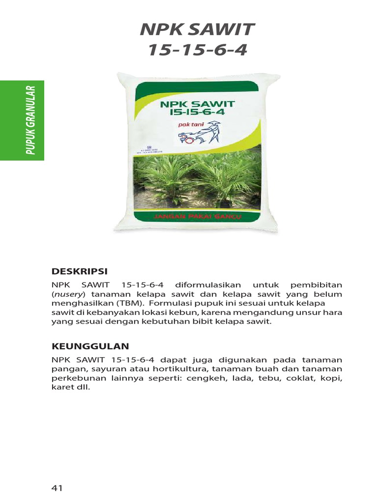 Brosur NPK Sawit 15 15 6 4 | PDF