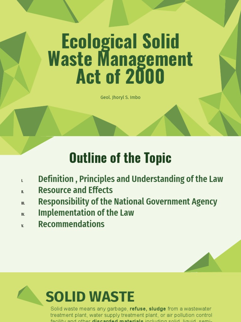 Ra 9003 | PDF | Waste Management | Municipal Solid Waste