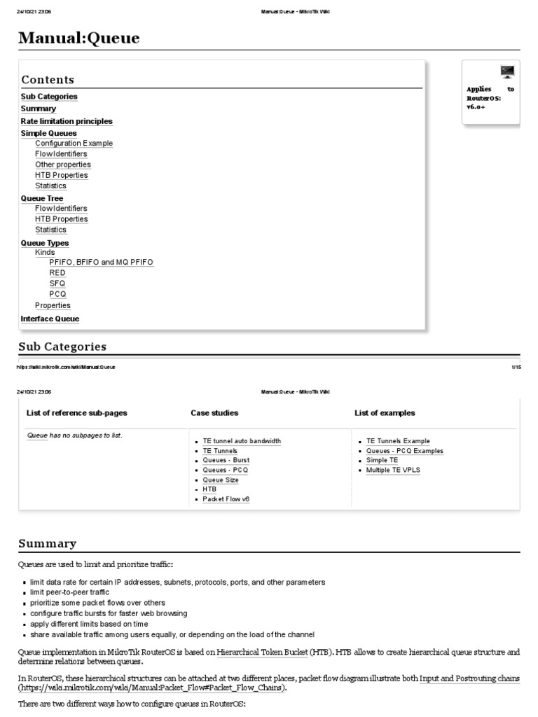 Manual Queue Mikrotik Wiki Pdf Router Computing Computer Network