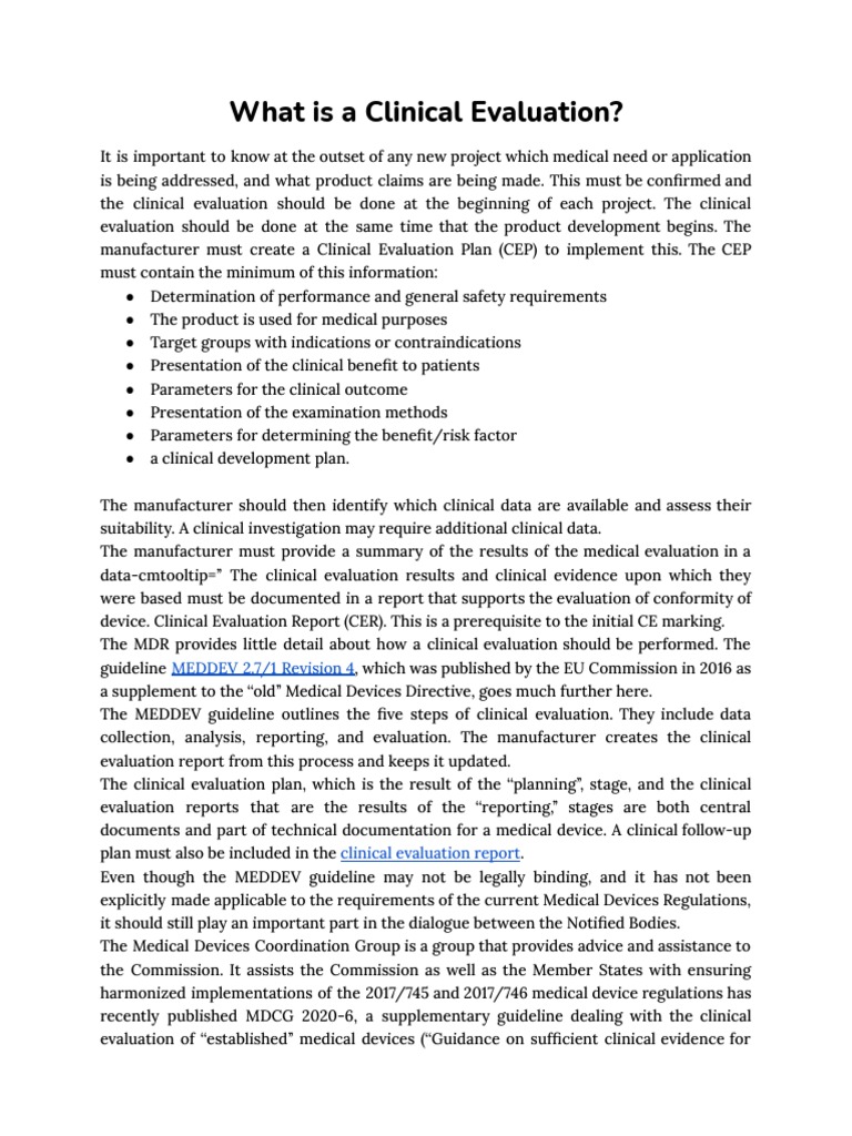 What Is A Clinical Evaluation | PDF | Medical Device | Evaluation