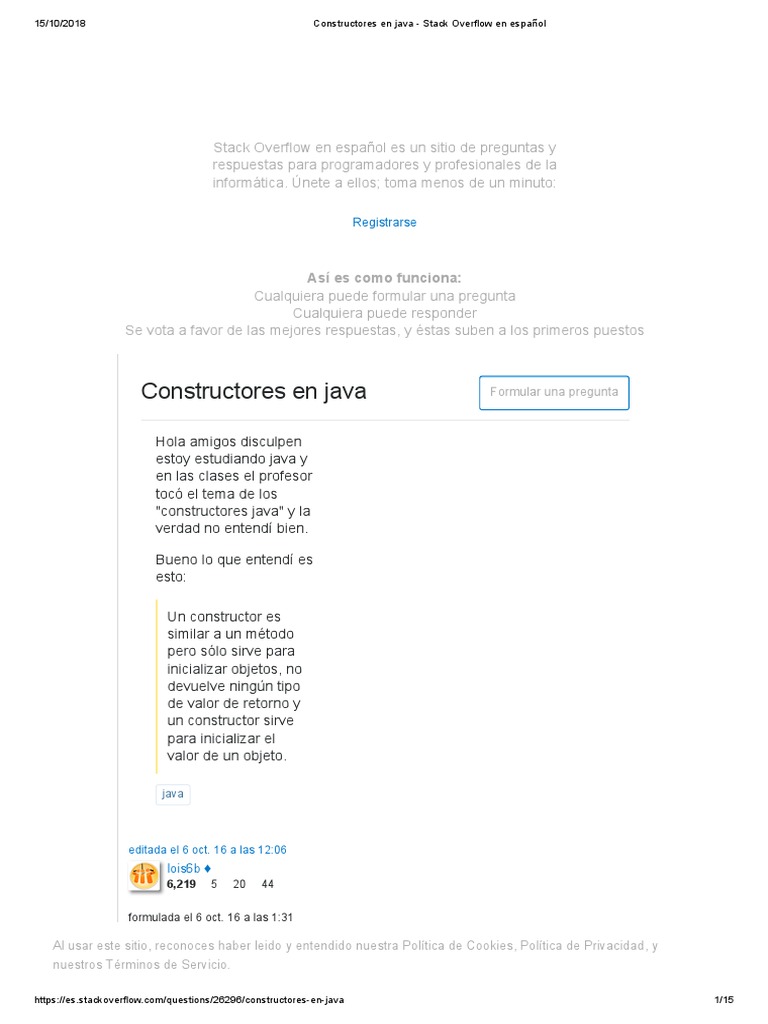 Constructores en Java - Stack Overflow en Español | PDF | Constructor (Programación Orientada a ...