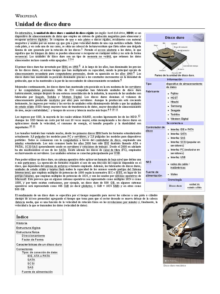 Unidad de Disco Duro | PDF | Disco duro | Unidad de estado sólido