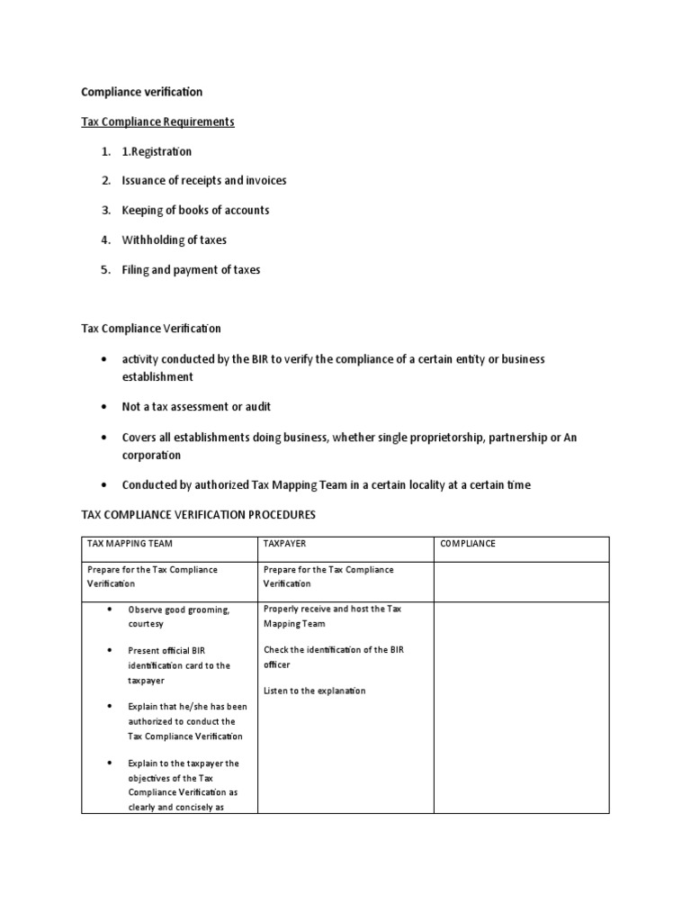 Compliance Verification | PDF | Receipt | Taxes