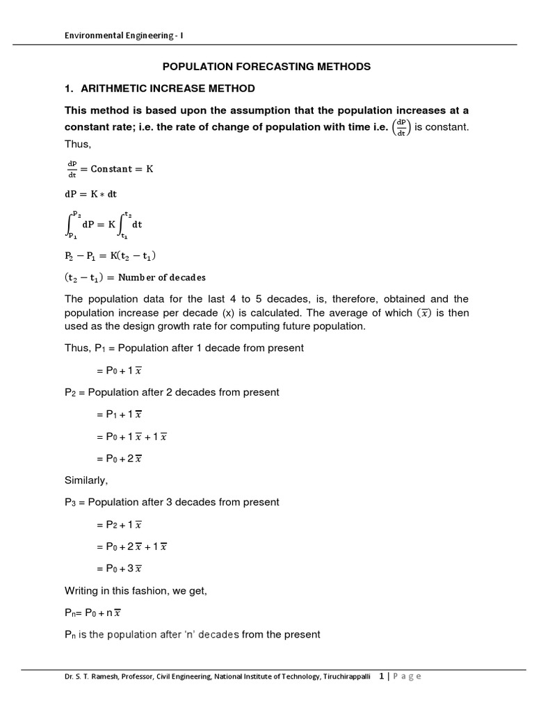 3 Population Forecasting Methods Pdf Average Mean