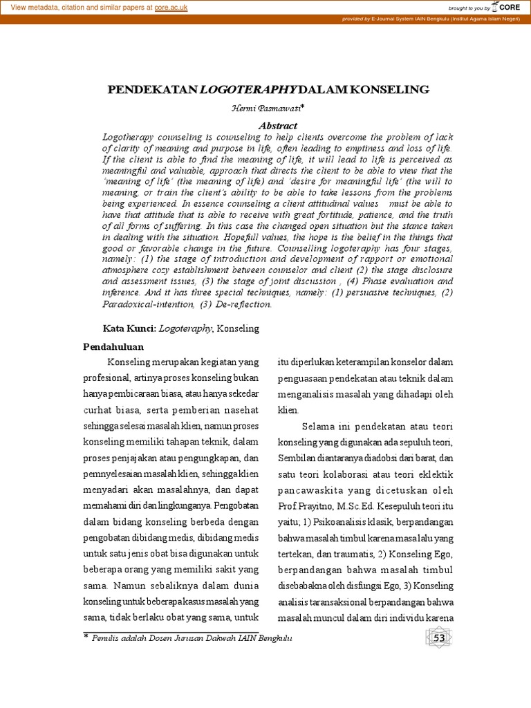 Finding meaning and purpose through Logotherapy counseling | PDF | Personal Development | Psychology