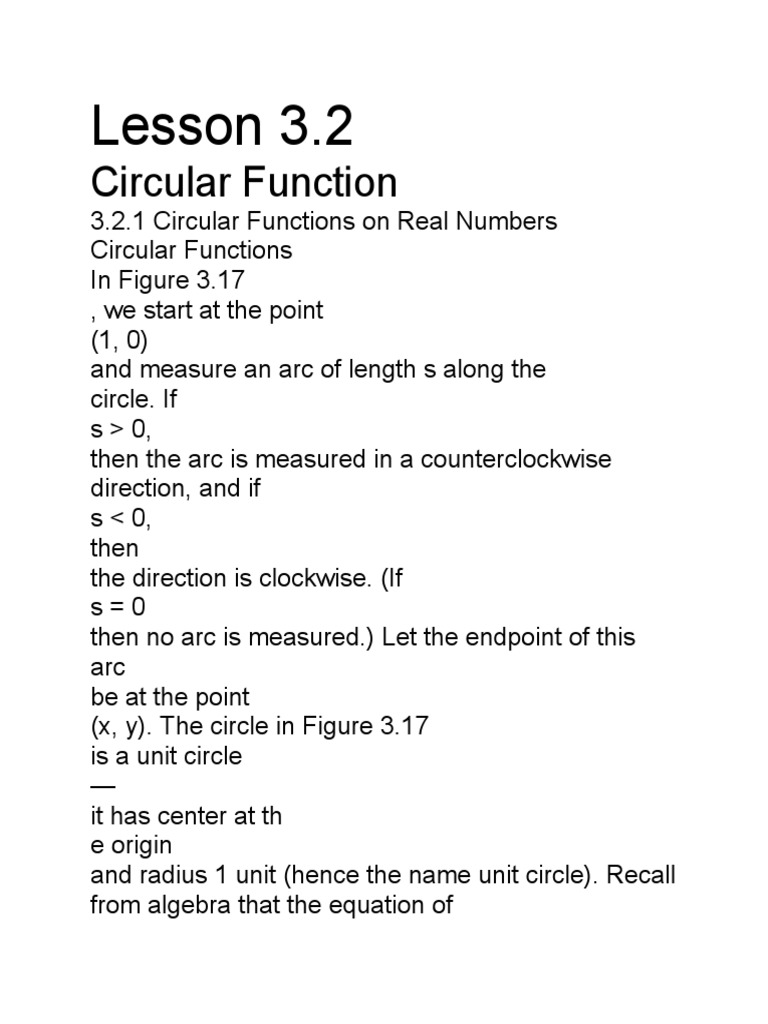 Lesson 3.2: Circular Function | PDF