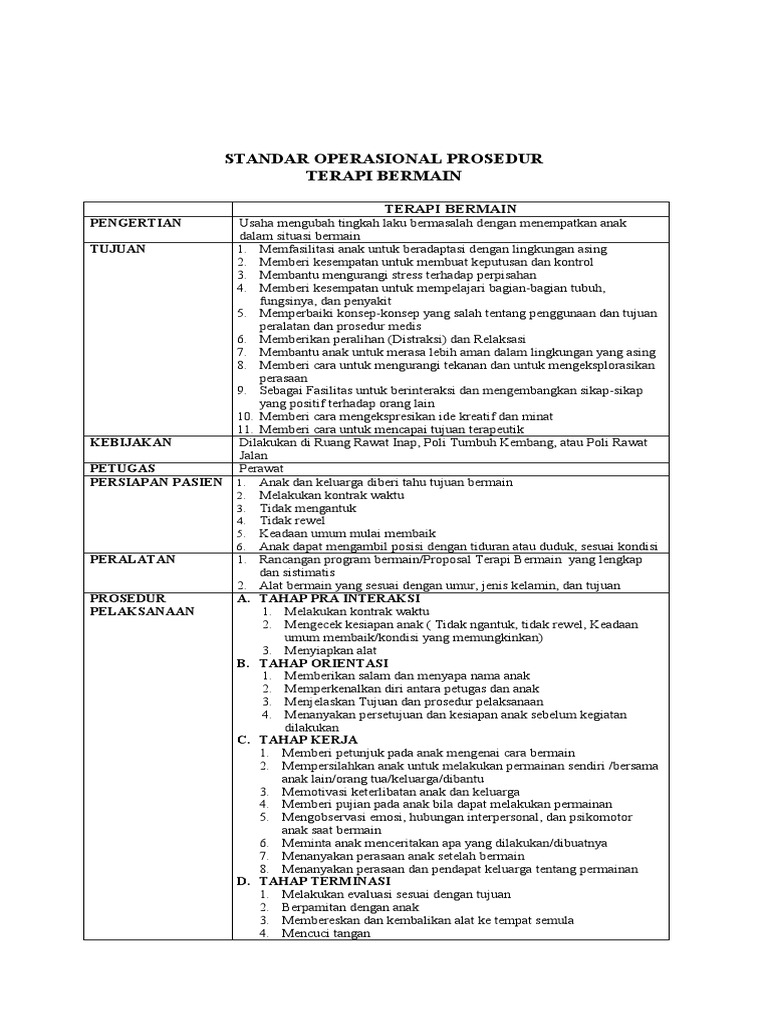 A. SOP & Proposal Terapi Bermain | PDF