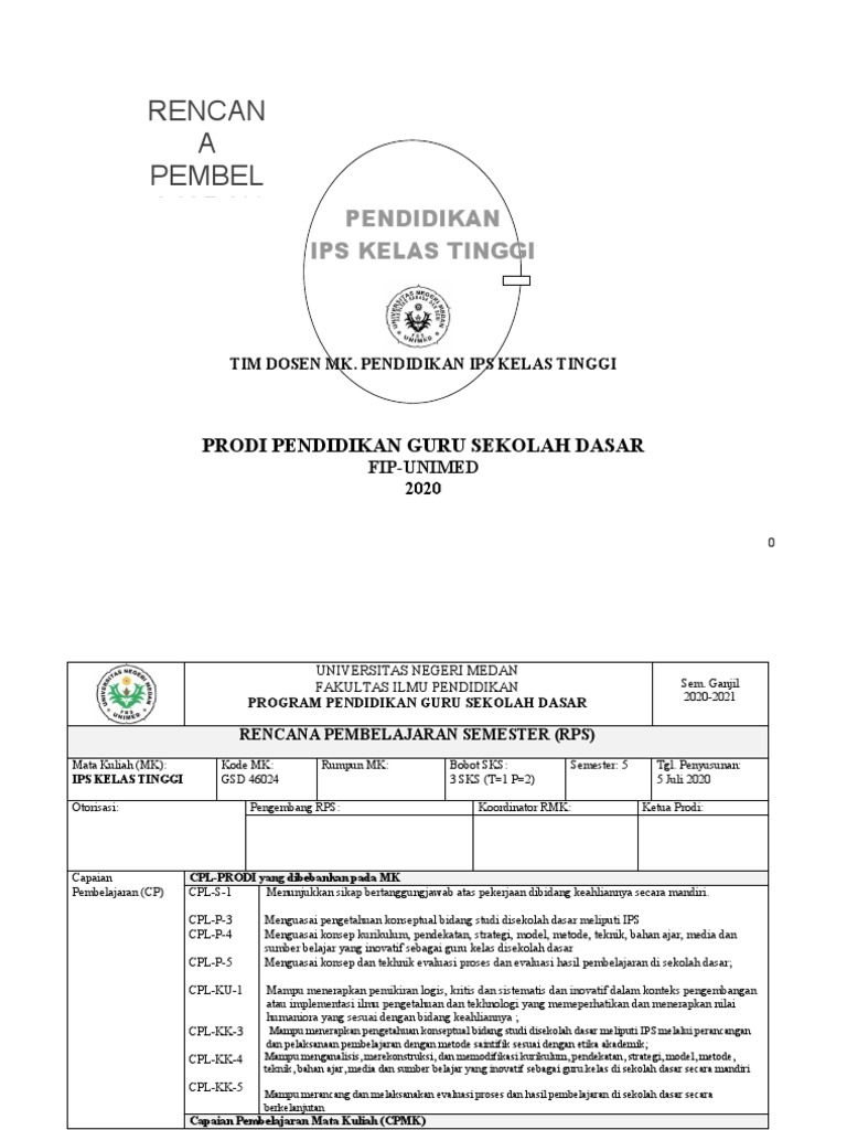 RPS Pendidikan Ips Kelas Tinggi 2020 | PDF