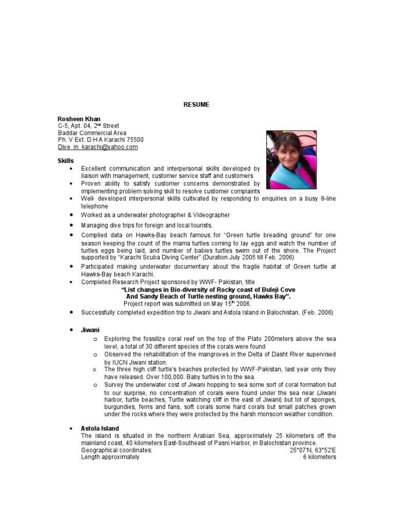 RESUME Rosheen Aug | PDF | Scuba Diving | Nature