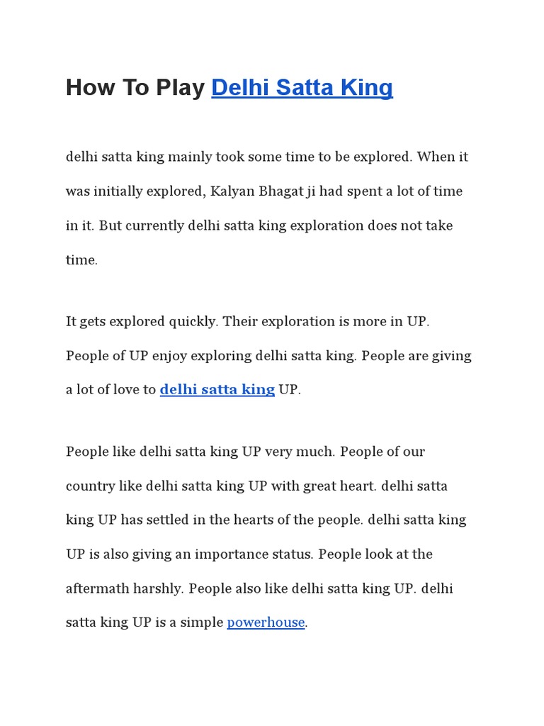 How To Play Delhi Satta King | PDF